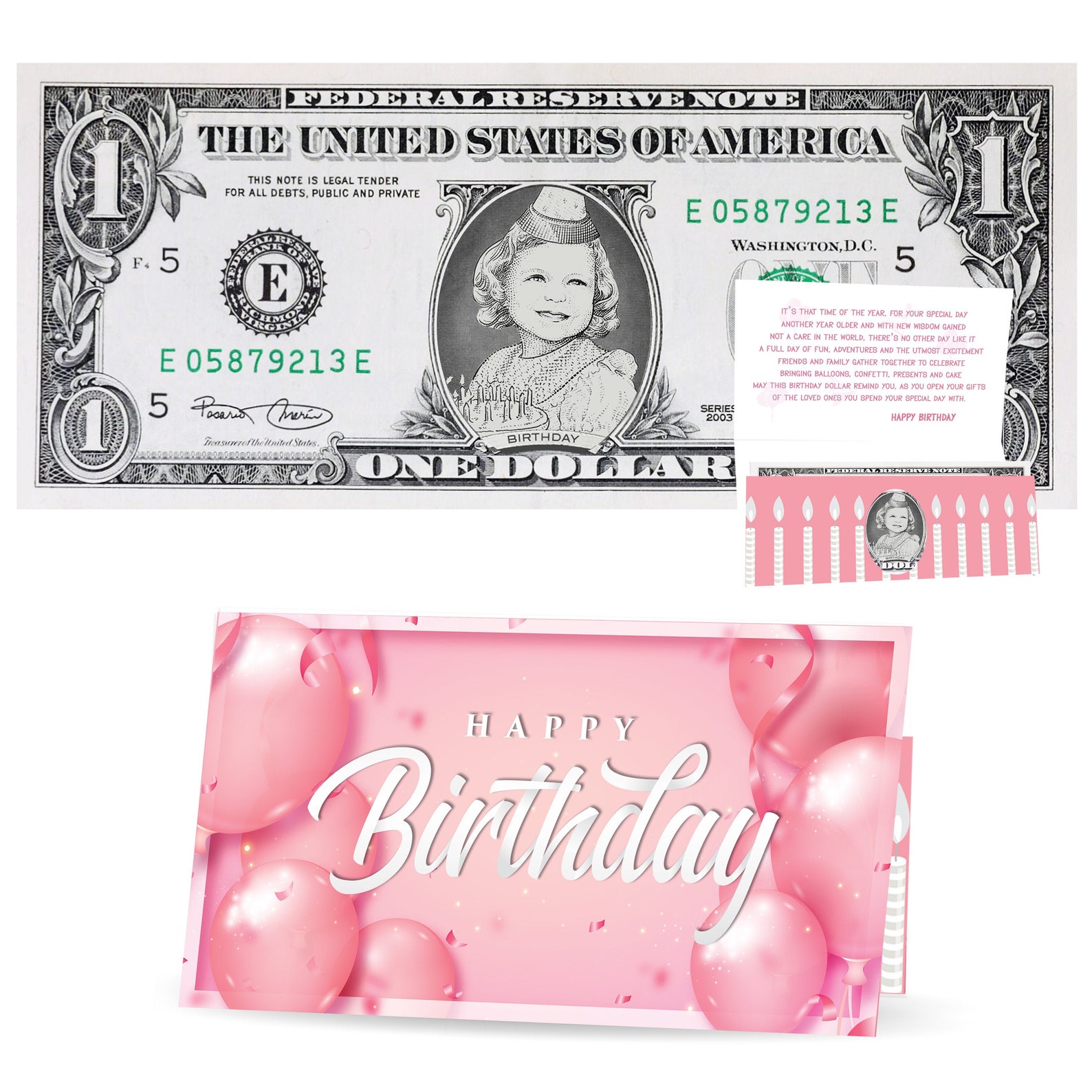 Birthday Card for Her and Official Birthday Dollar. Real 1.0 USD. Each ...