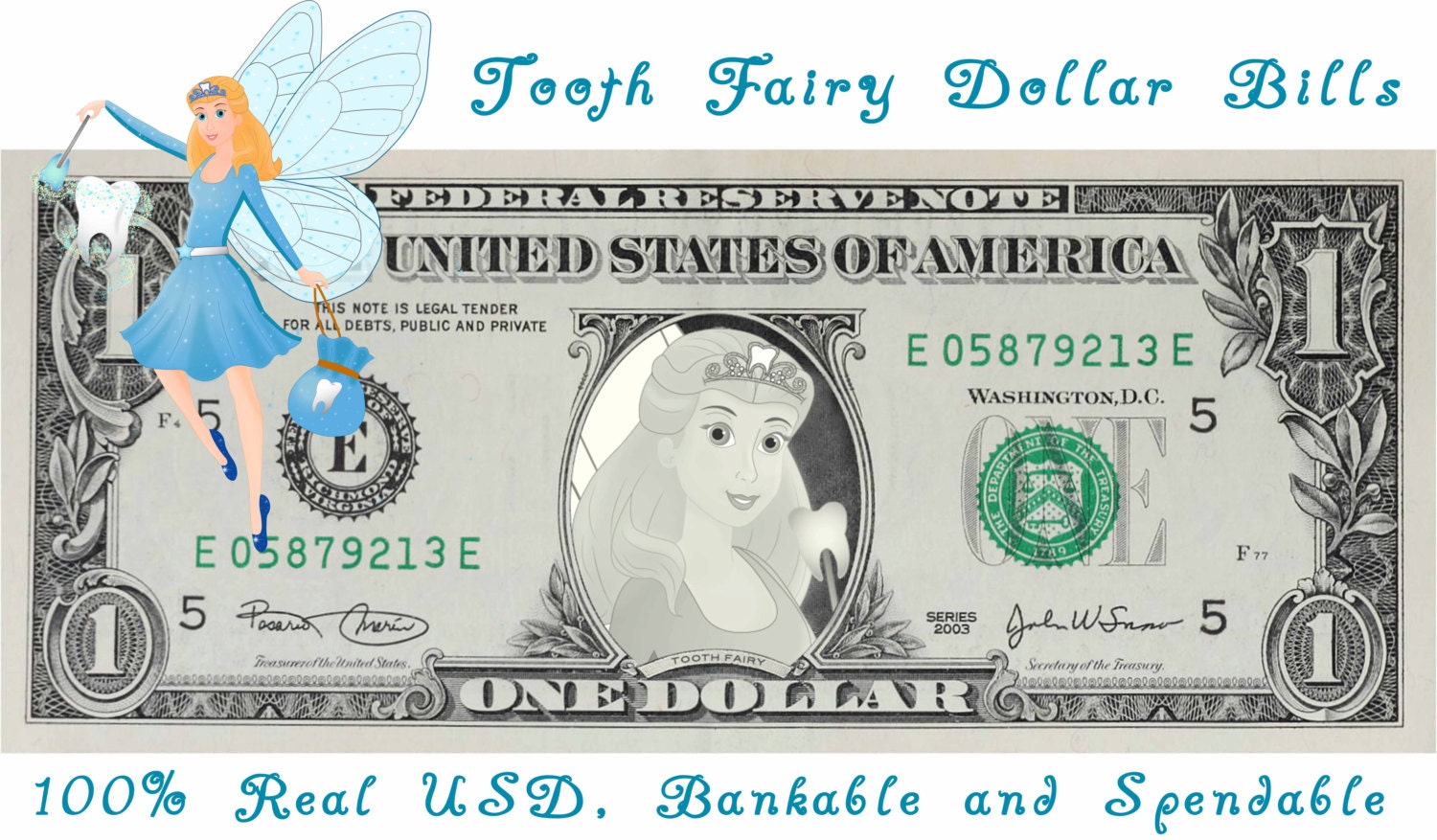 Tooth Fairy Gift: Official Tooth Fairy Dollar Bill. Real USD. | Etsy