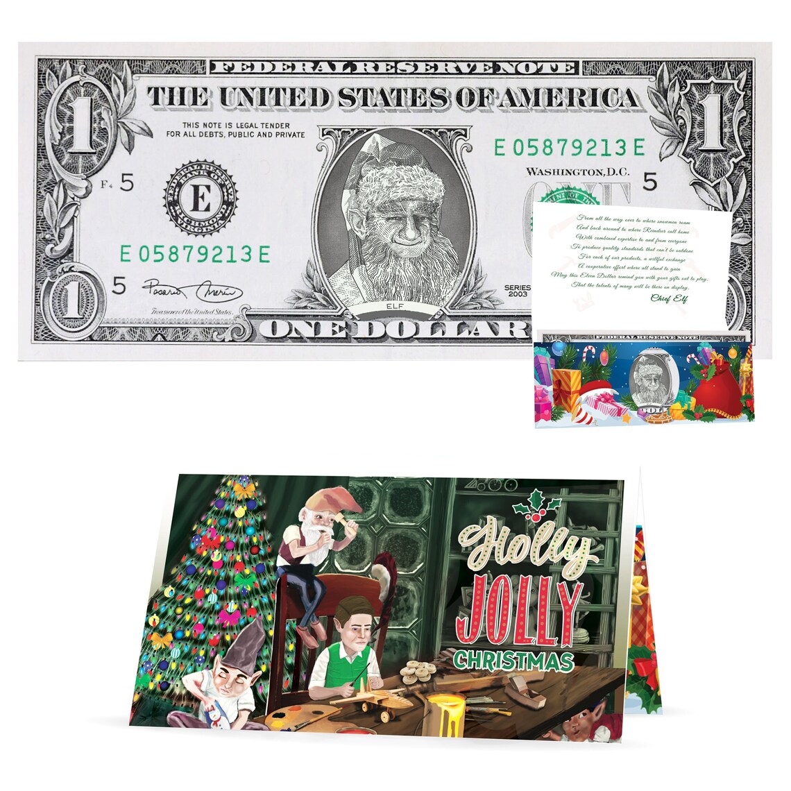Santa's Elf Dollar Bill Stocking Stuffer Complete Gift | Etsy