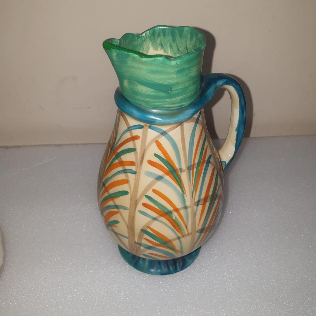 Rare Myott Art Deco Jug – Hand Painted Palm Leaf Design – Pattern No ...