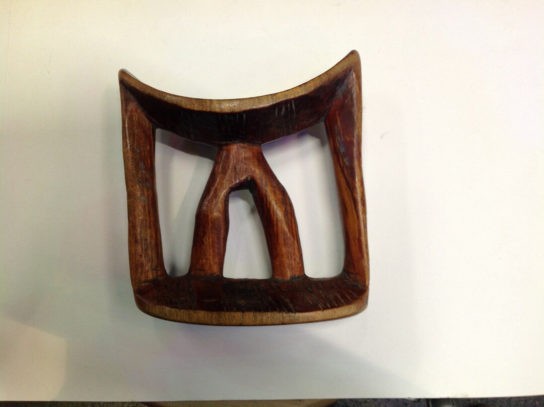 African Tribal Ethiopian Carved Wooden Headrest, Ethnographic Antique ...