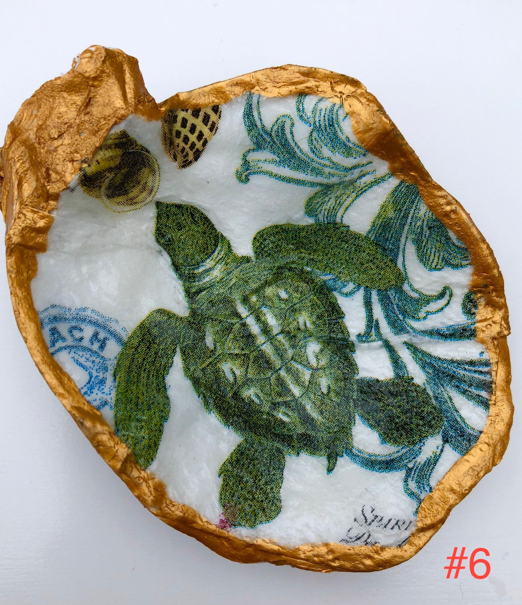 Decoupaged Decorative Oyster Clam Shells Coastal Decor Trinket Tray ...