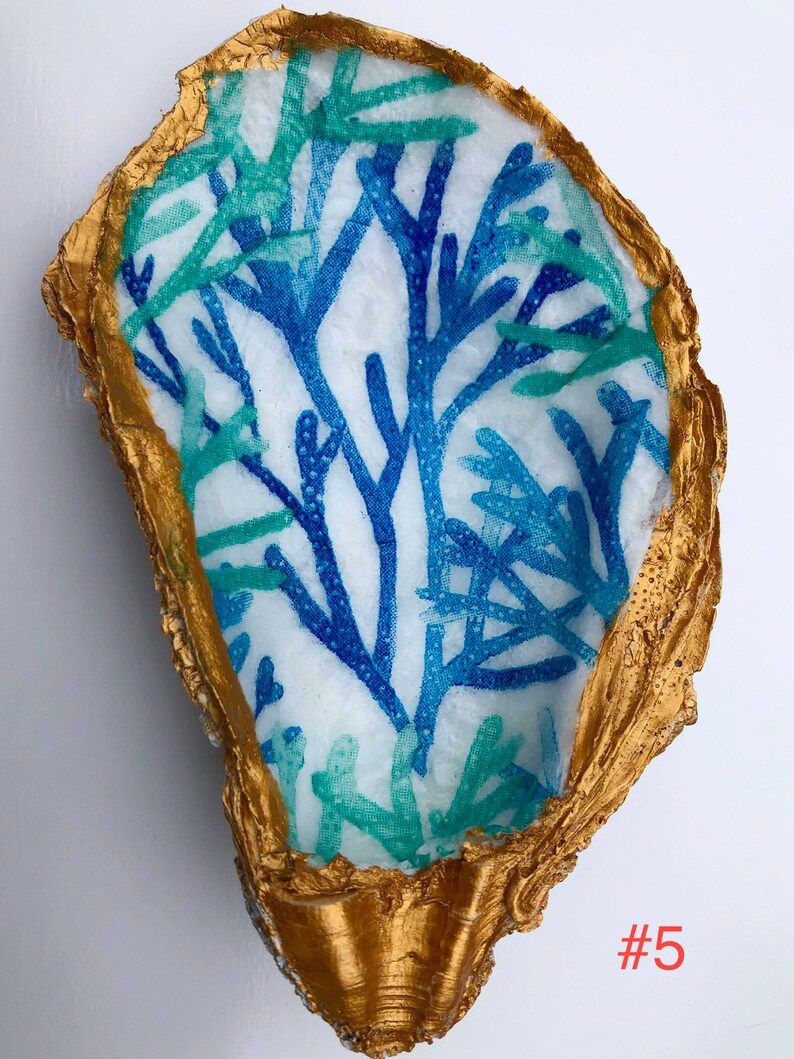 Decoupaged Decorative Oyster Clam Shells Coastal Decor Trinket Tray ...