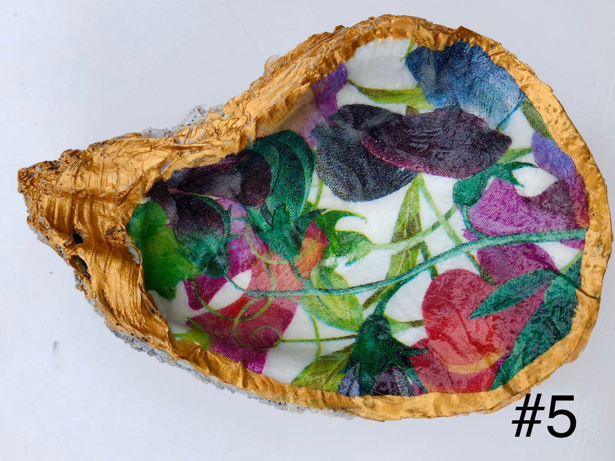 Decoupaged Decorative Oyster Shells Coastal Decor Trinket Tray | Etsy