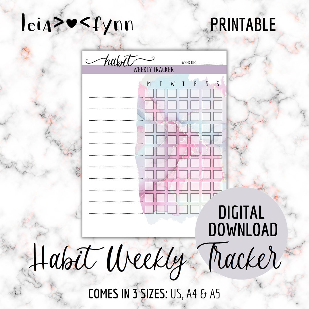 Habit | Weekly Tracker | Printable | Digital Download - Etsy