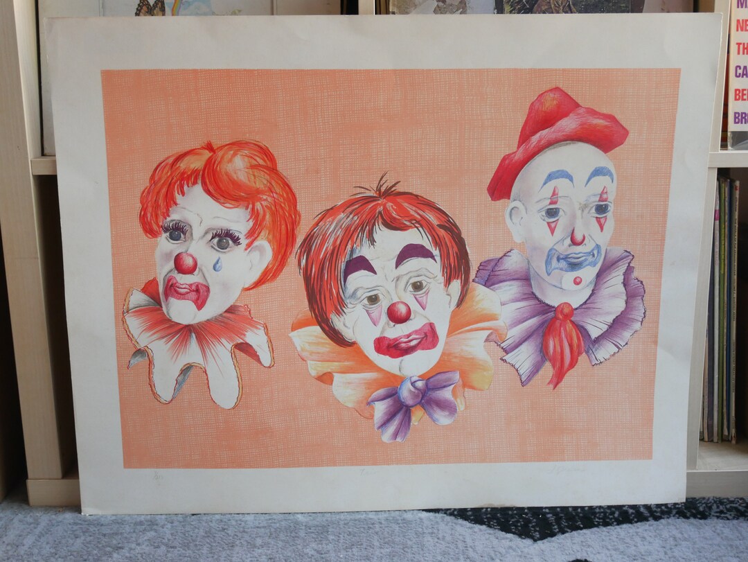 RARE: J. Arolan "clown Trio" Art Lithograph/giclee on Paper. Limited ...