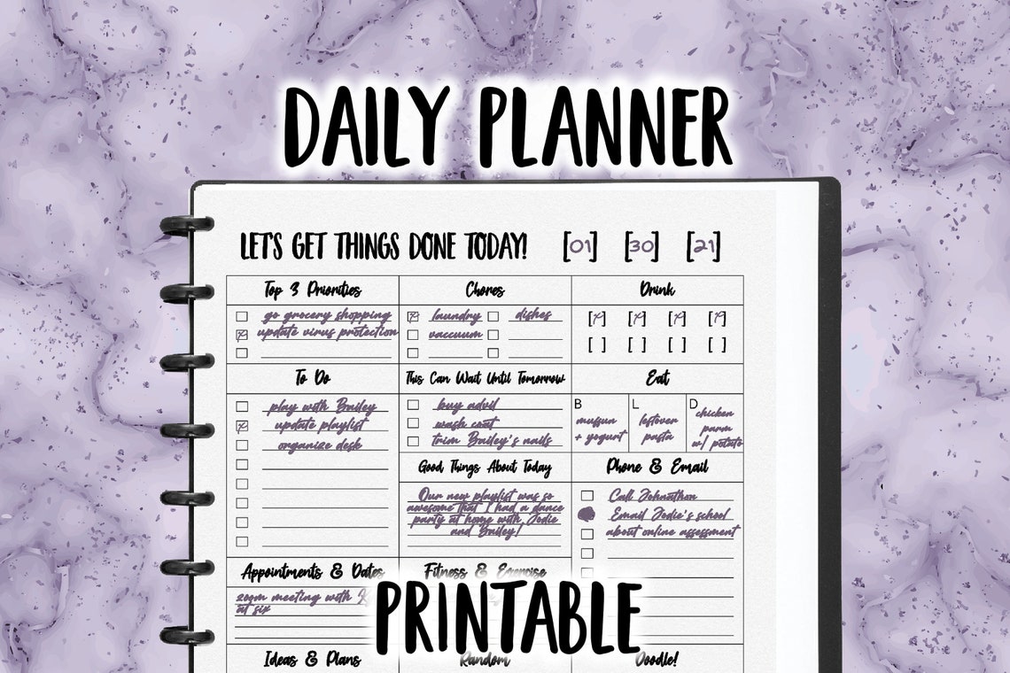 Lets Get Things Done Today Printable Daily Planner | Work Day ...