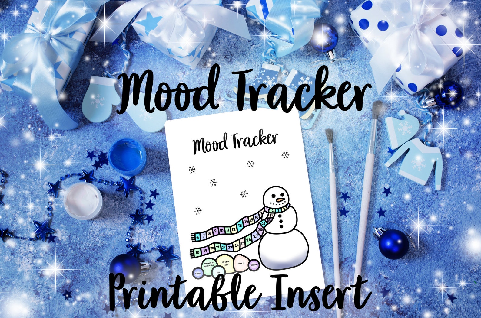 Mood Tracker Printable Snowman Winter Christmas Planner | Etsy