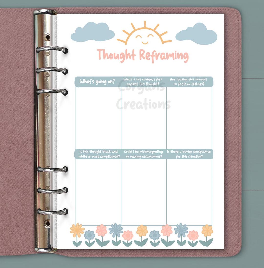 Thought Reframing Printable | Anxiety Journal Page | Cognitive ...