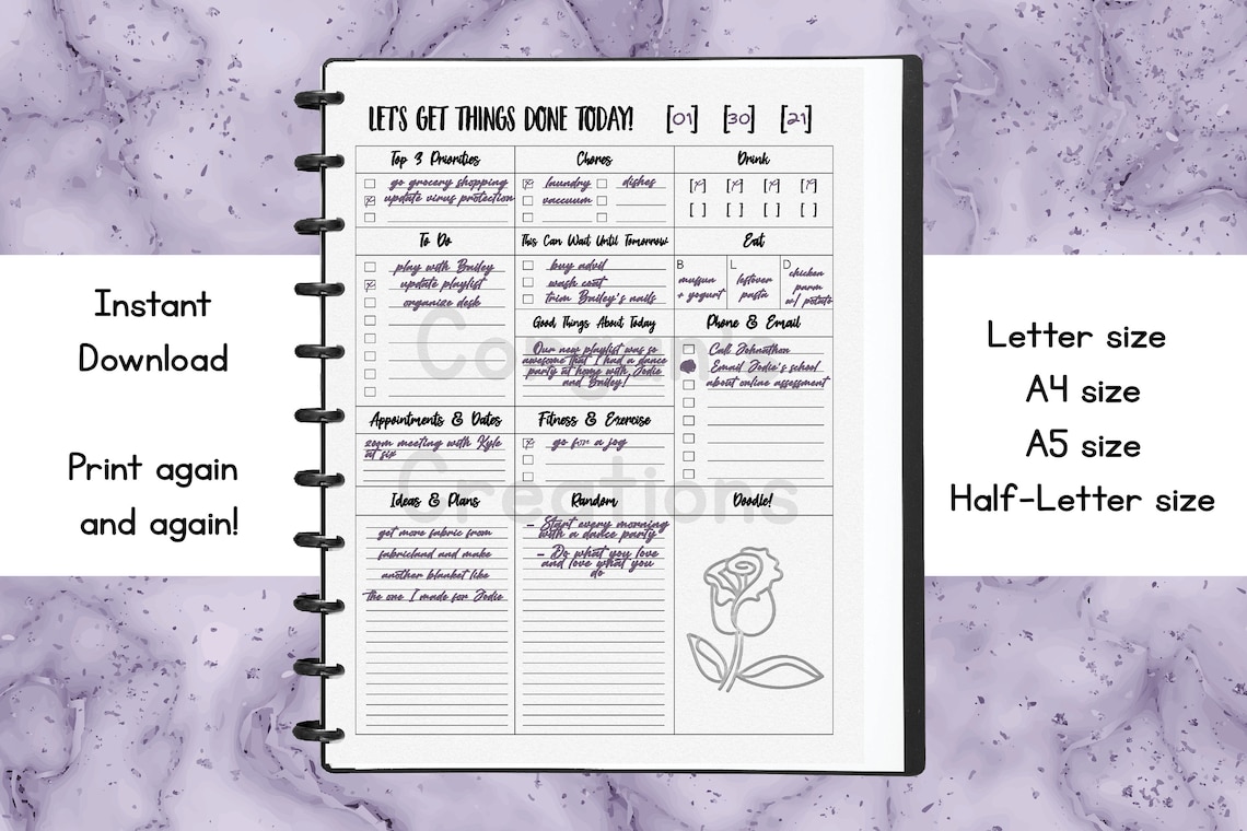 Lets Get Things Done Today Printable Daily Planner Work Day | Etsy