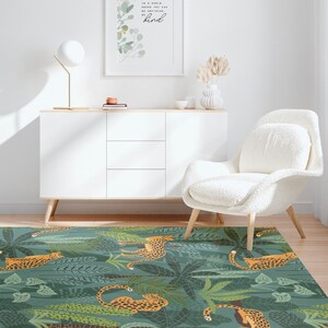 Wild Jungle Animals Rugs, Leopard Print Carpet, Tropical Kids Rugs for ...
