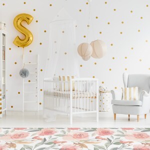 Watercolor Floral Nursery Rugs, Girls Nursery Decor, Vintage Floral ...