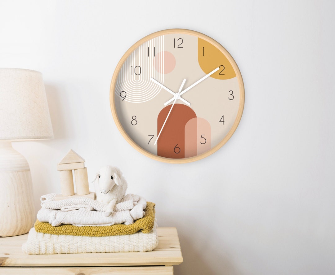 Contemporary Clock, Boho Wall Clock, Nursery Clock Minimalist Design ...