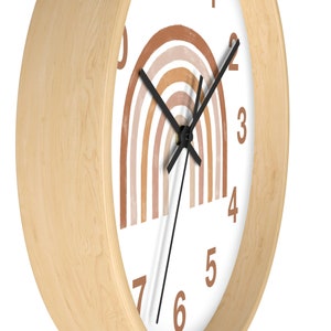 Rainbow Clock, Boho Nursery Wall Clock, Earth Tones Nursery Clock ...
