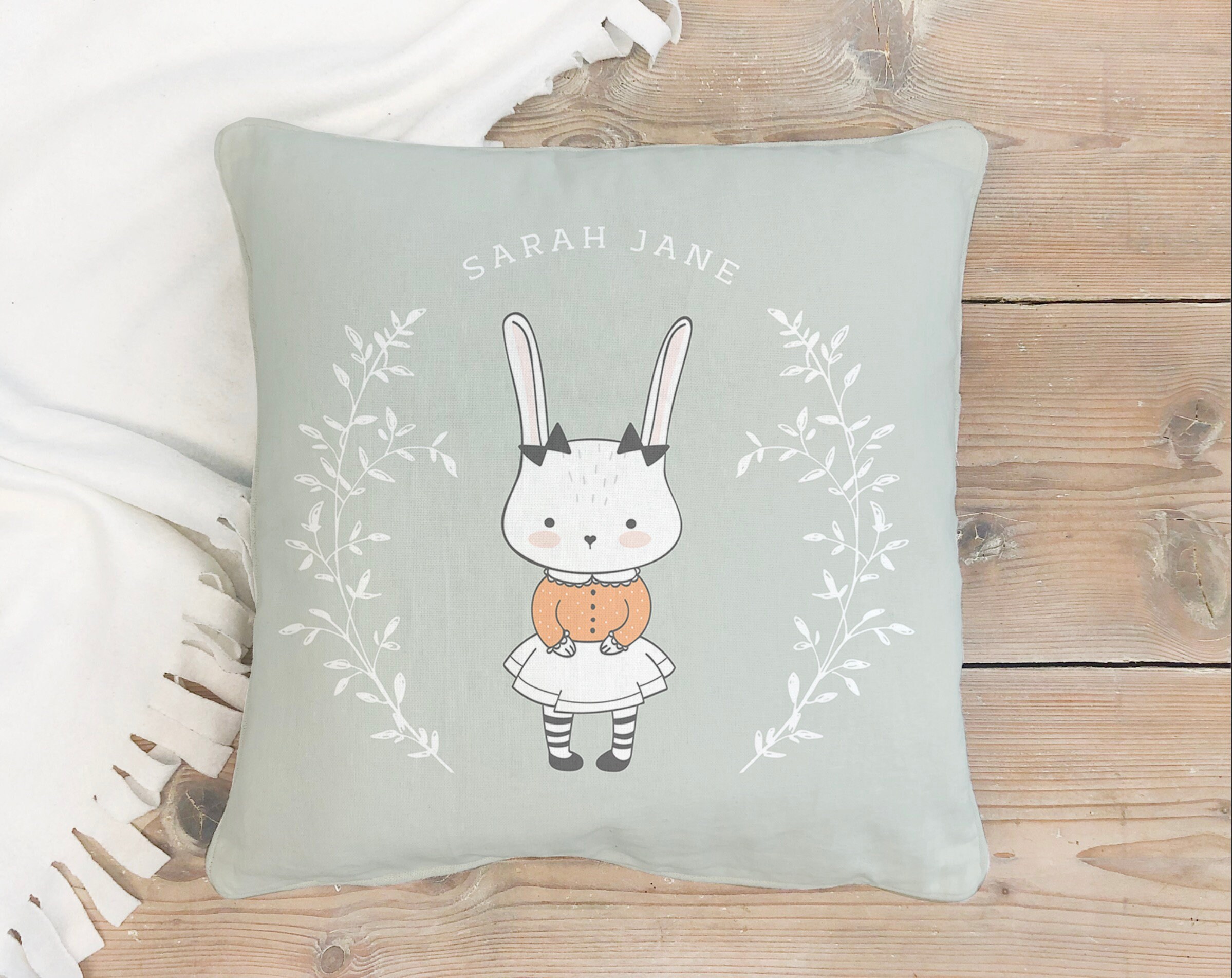 Cute Bunny Cushion Cover Baby Name Nursery Pillow - Etsy
