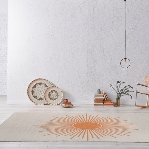 Boho Area Rug Beige and Light Rust Nursery Carpet Boho Sun - Etsy