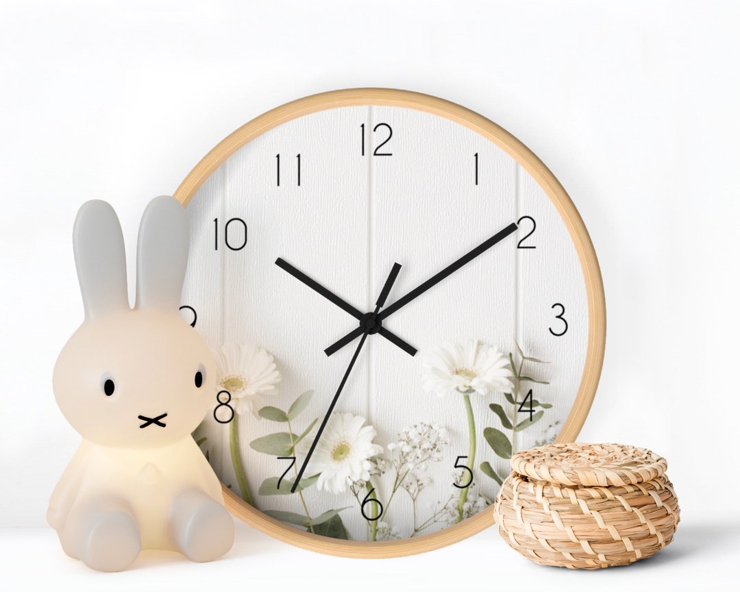 Daisy Wall Clock, Country Poppies Wall Clock, Daisies Flowers Clock ...
