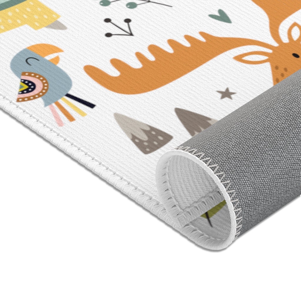 Scandinavian Animals Rug for Kids Animal Print Rug Gender | Etsy