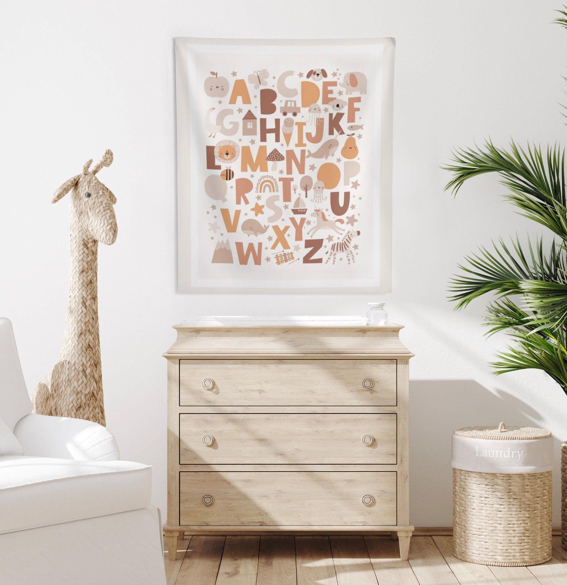 Cute Alphabet Kids Wall Tapestry Boho Animals Wall Decor - Etsy