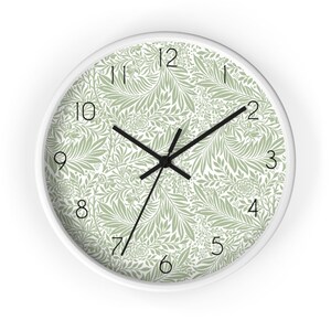 Botanical Clock, Sage Green Wall Clock, Minimalist Clock Wall, Floral ...