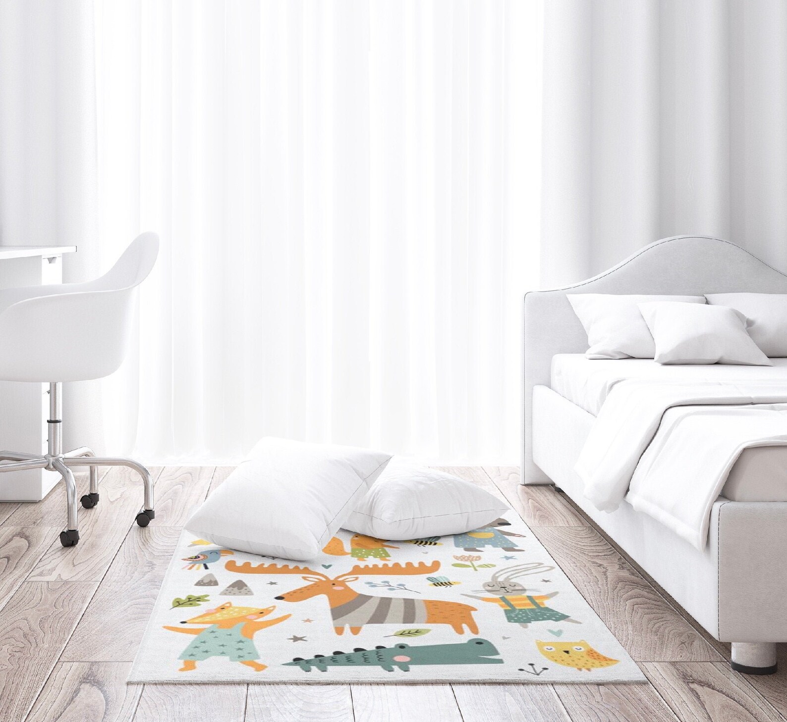 Scandinavian Animals Rug for Kids Animal Print Rug Gender | Etsy