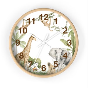 Animal Safari Wall Clock, Cute Wild Animals Clock Wall, Nursery Silent ...