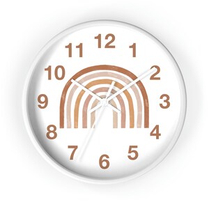 Rainbow Clock, Boho Nursery Wall Clock, Earth Tones Nursery Clock ...