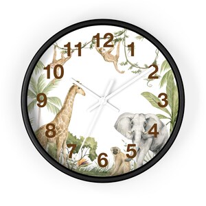Animal Safari Wall Clock, Cute Wild Animals Clock Wall, Nursery Silent ...