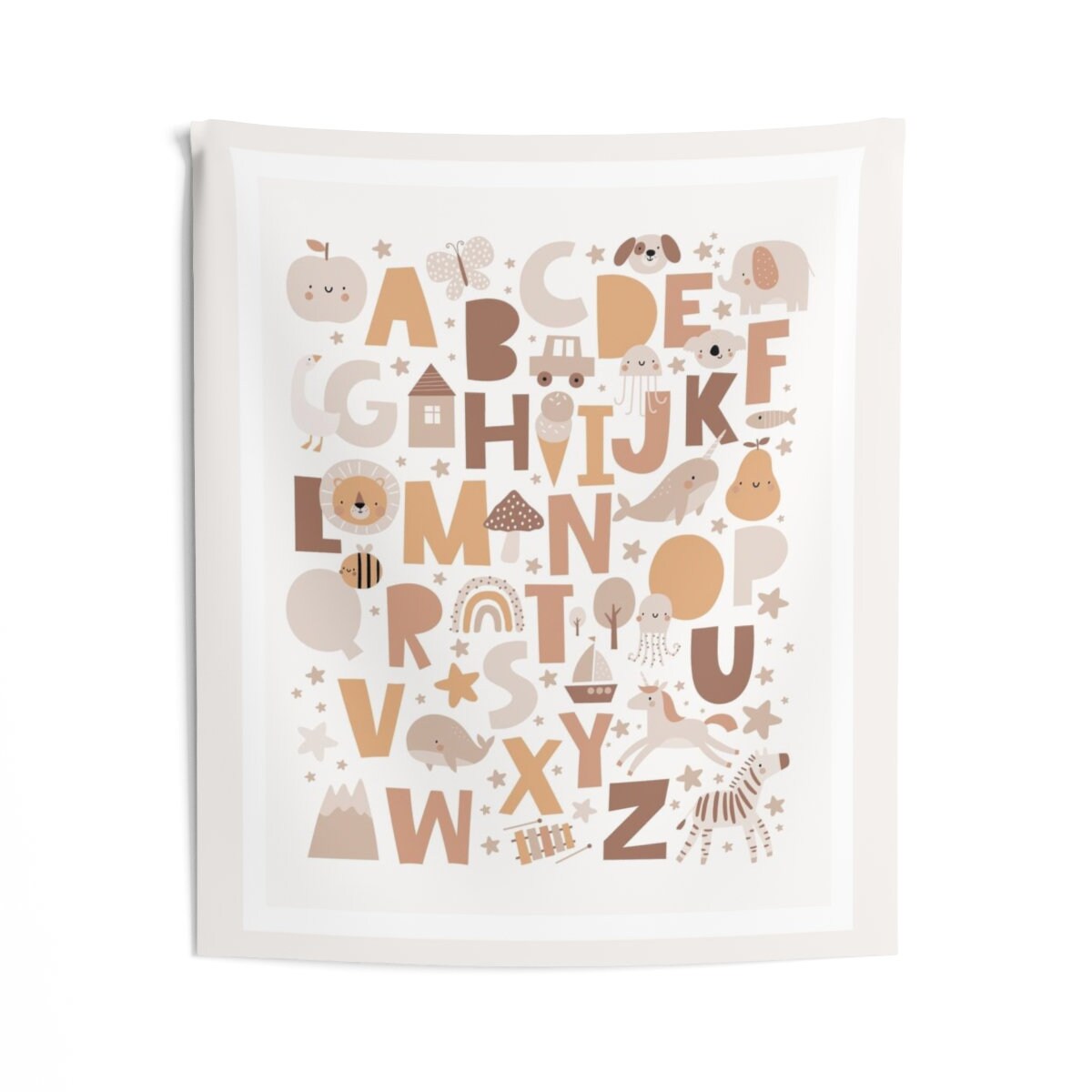 Cute Alphabet Kids Wall Tapestry Boho Animals Wall Decor - Etsy