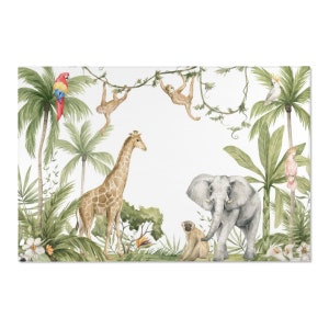 Safari Animals Nursery Rug, Watercolor Animals Print Area Rug, Gender ...