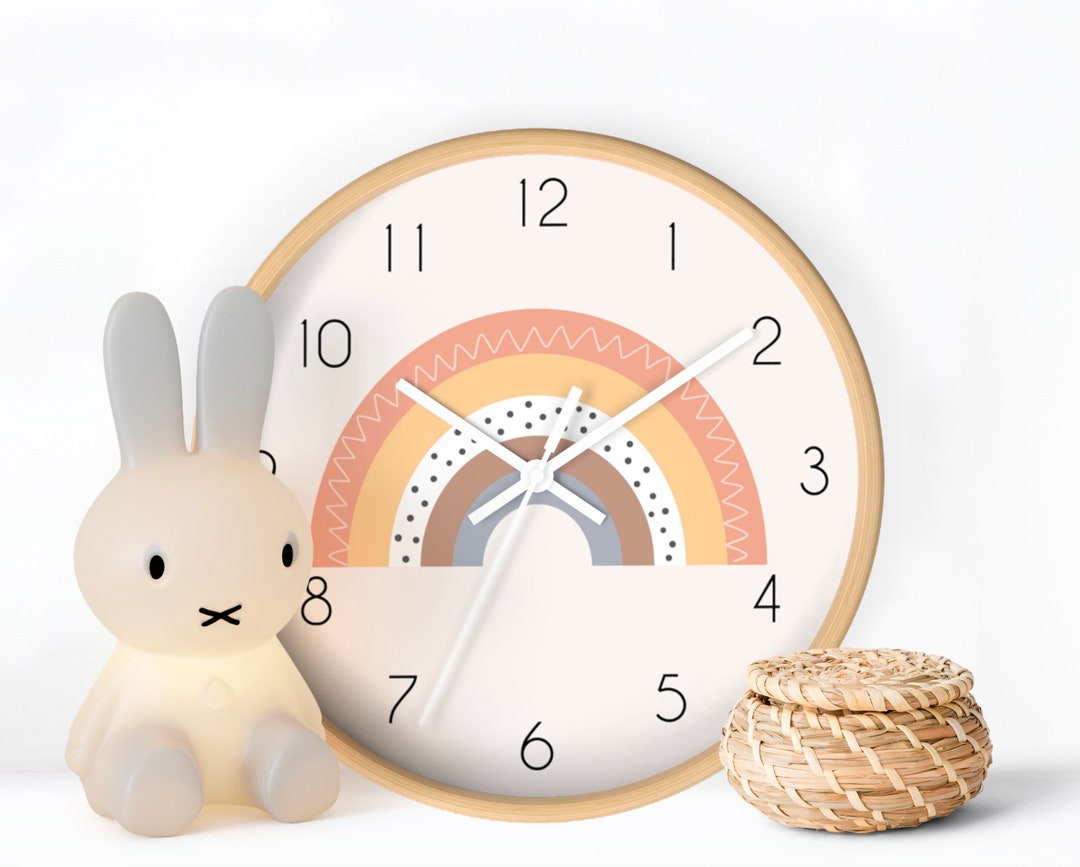 Rainbow Nursery Wall Clock, Kids Wall Decor Clocks, Rainbow Design Wall ...