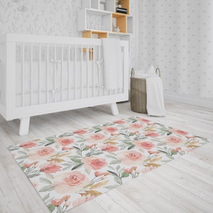 Watercolor Floral Nursery Rugs, Girls Nursery Decor, Vintage Floral ...