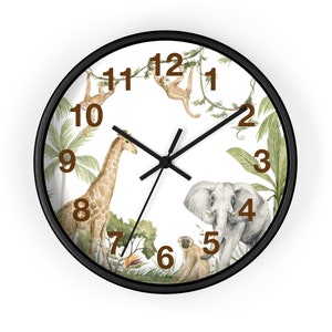 Animal Safari Wall Clock, Cute Wild Animals Clock Wall, Nursery Silent ...