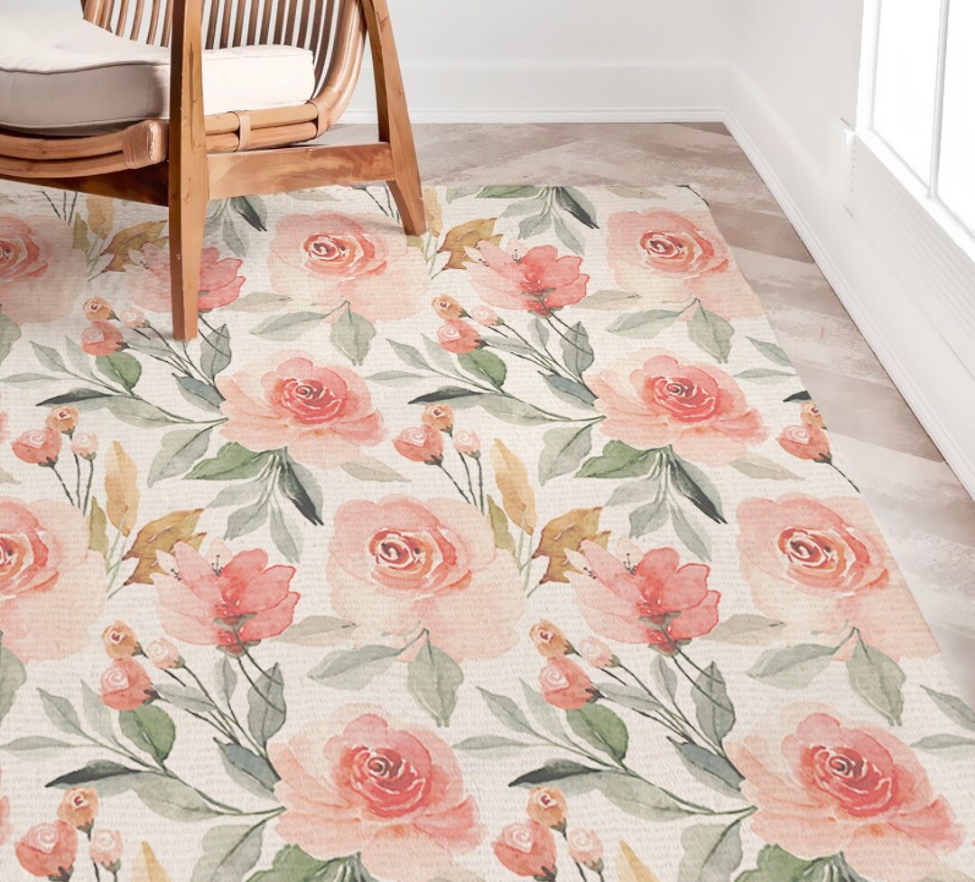 Watercolor Floral Nursery Rugs, Girls Nursery Decor, Vintage Floral ...