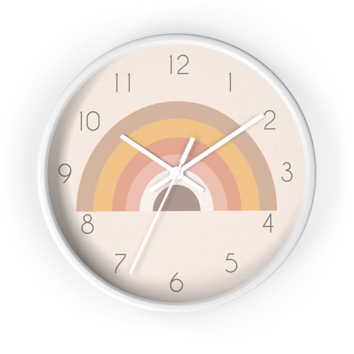 Rainbow Clock Kids Neutral Nursery Wall Clock Scandinavian | Etsy