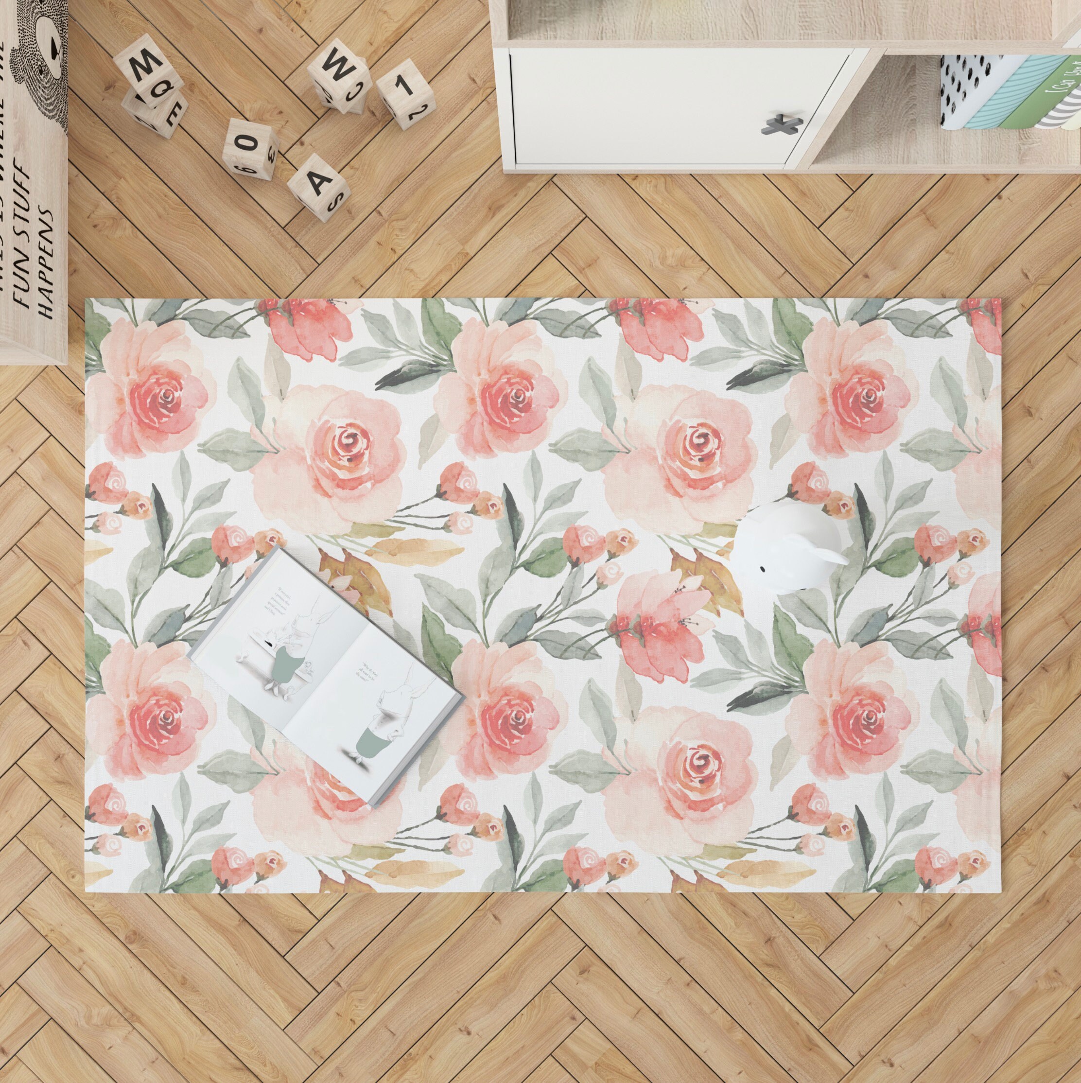 Watercolor Floral Nursery Rugs Girls Nursery Decor Vintage | Etsy