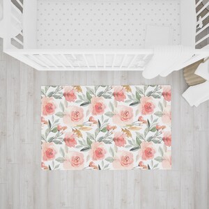 Watercolor Floral Nursery Rugs, Girls Nursery Decor, Vintage Floral ...