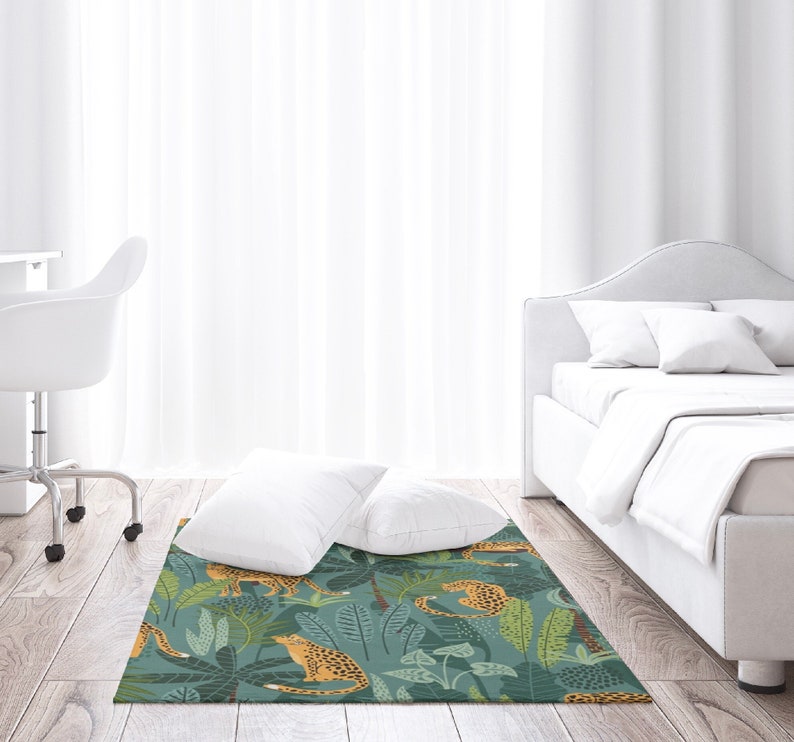 Wild Jungle Animals Rugs Leopard Print Carpet Tropical Kids - Etsy