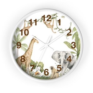 Animal Safari Wall Clock, Cute Wild Animals Clock Wall, Nursery Silent ...
