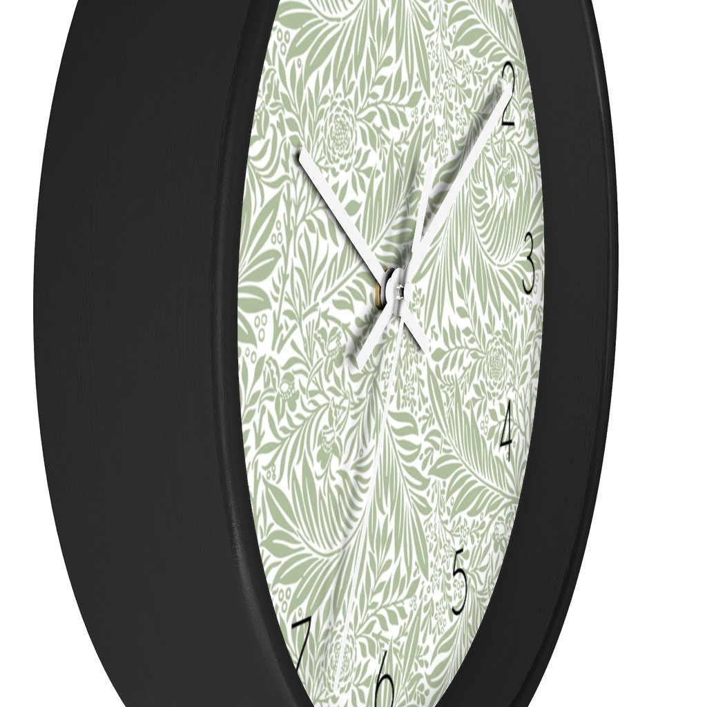 Botanical Clock Sage Green Wall Clock Minimalist Clock Wall - Etsy ...