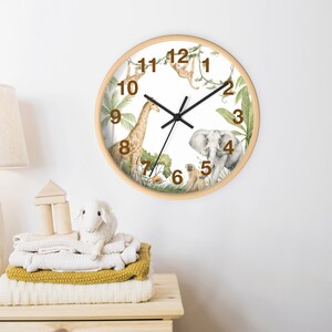 Animal Safari Wall Clock, Cute Wild Animals Clock Wall, Nursery Silent ...
