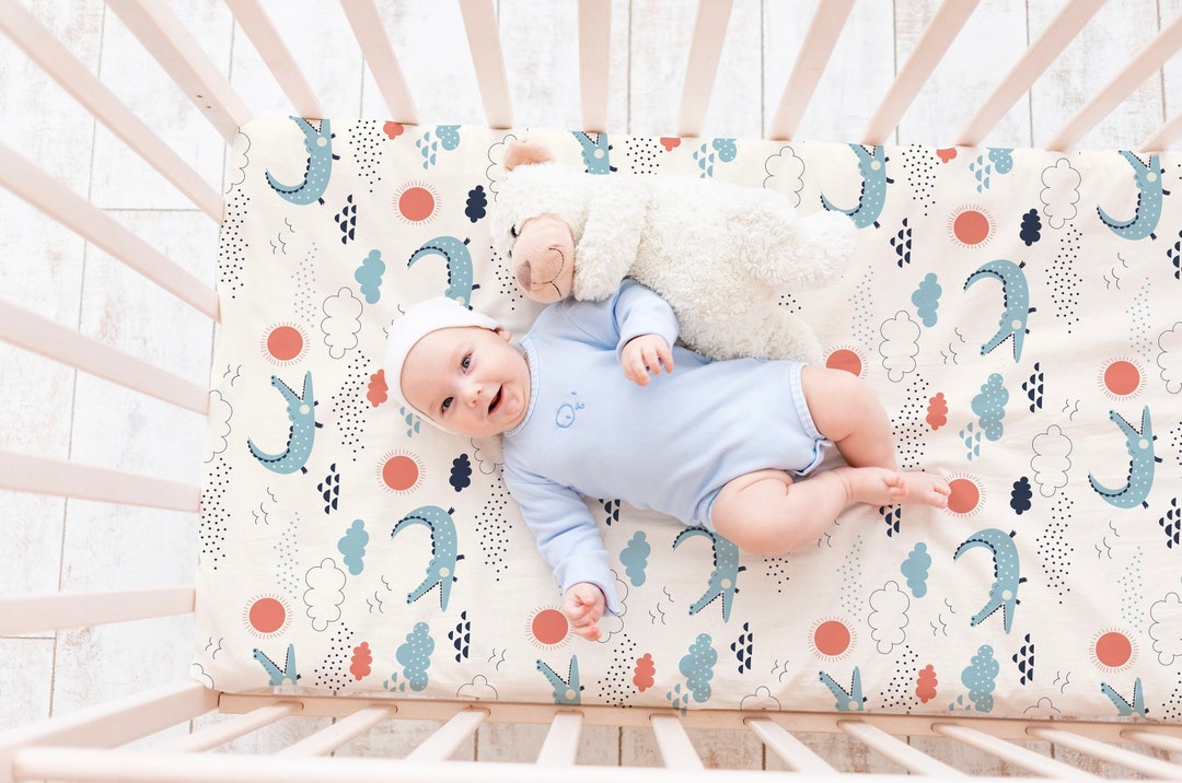 Boy Animal Print Crib Sheet Cute Crocodile Design Baby - Etsy UK