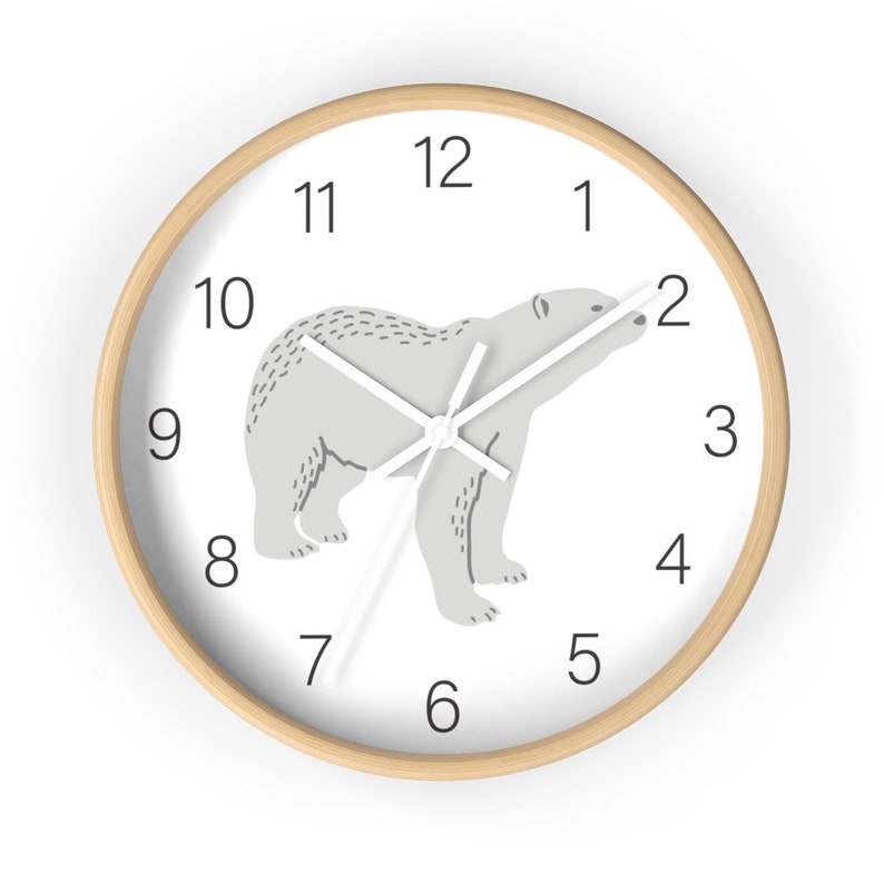 Polar Bear Wall Clock Design Kids Wall Clock Minimalist - Etsy