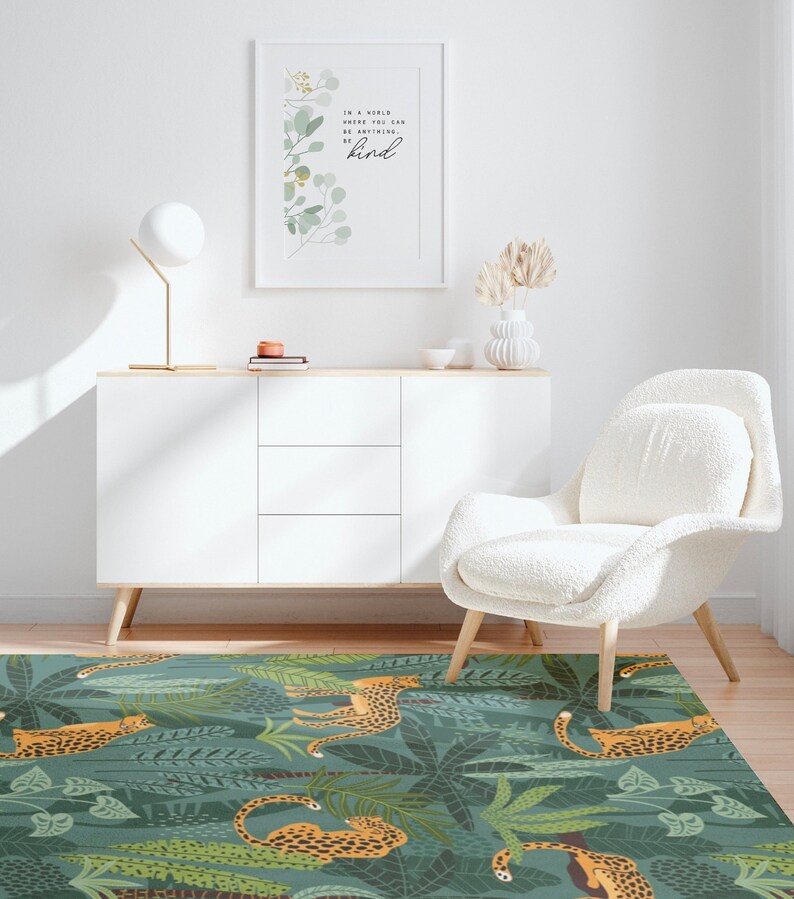 Wild Jungle Animals Rugs Leopard Print Carpet Tropical Kids - Etsy