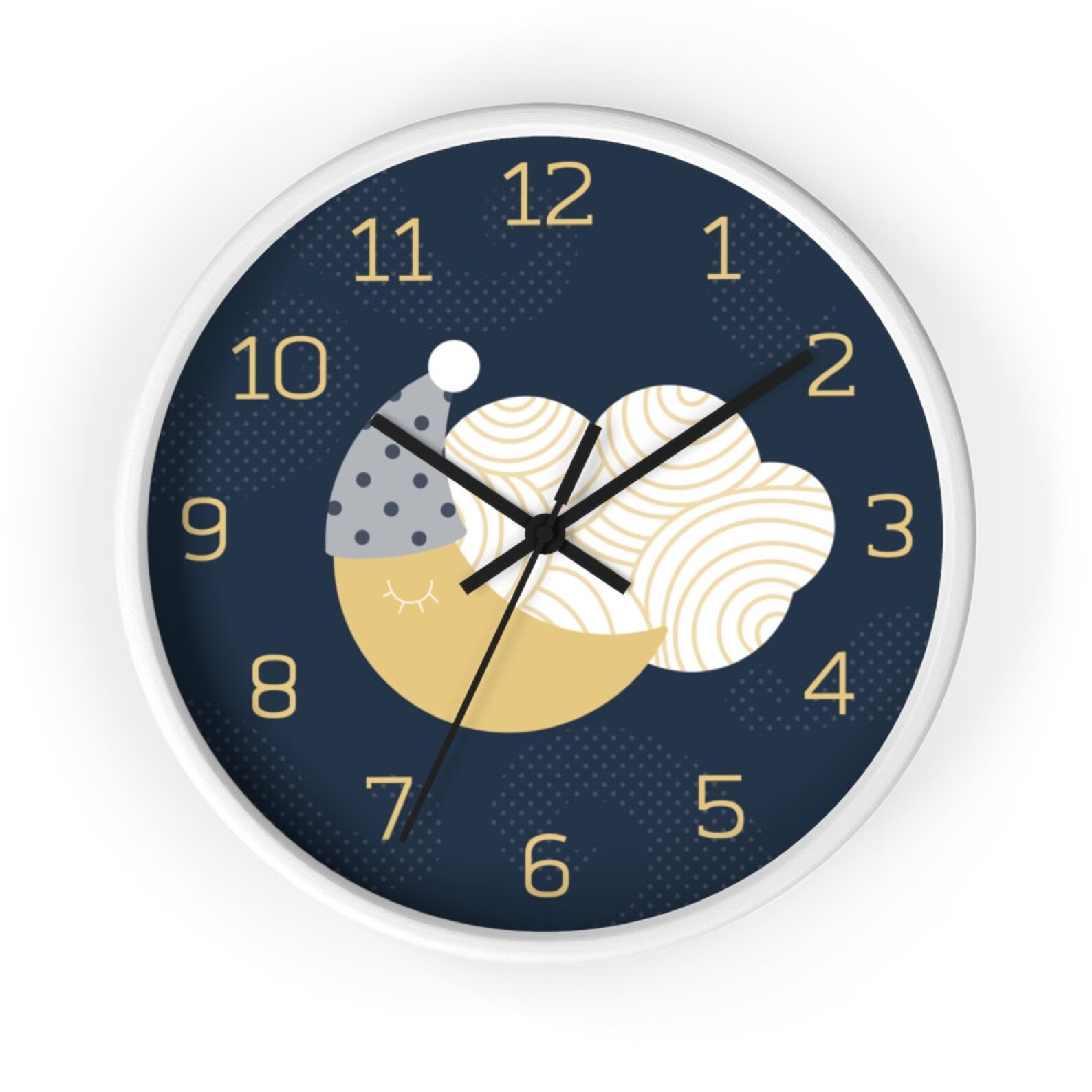 Wall Clock Baby Navy and Gold Nursery Wall Clock Sleeping - Etsy