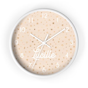 Peach and Gold Little Stars Wall Clock Nursery Wall Decor - Etsy