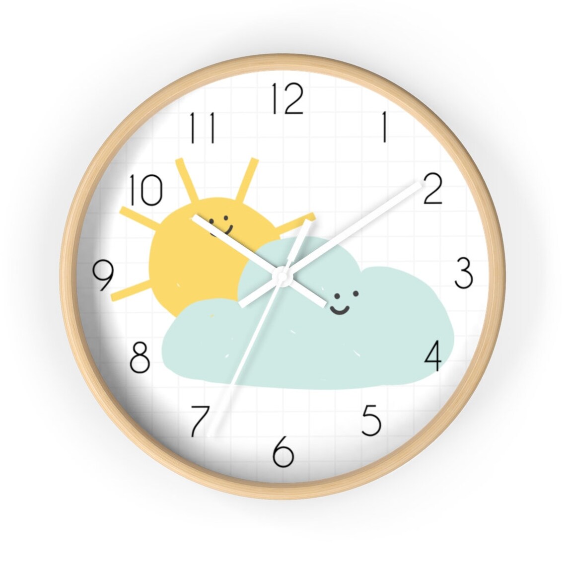 Kids Wall Clock Cute Sun and Cloud Wall Clock Nursery Clock - Etsy