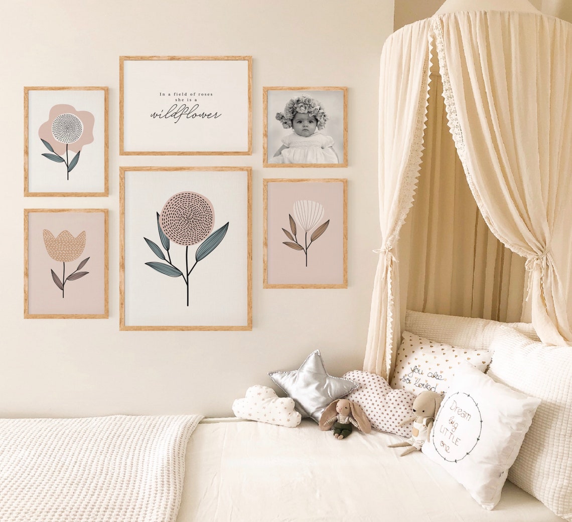 Scandinavian Flowers Art Print Set Nursery Floral Decor Wild - Etsy