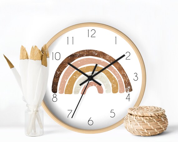 Rainbow Wall Clock Distressed Rainbow Clock Nurser Clock | Etsy