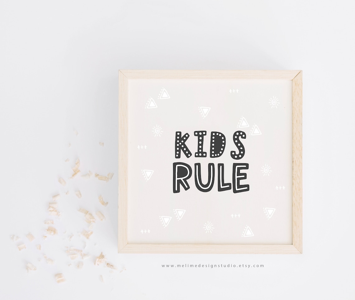 Kids Rule Print Nursery Decor Kids Quote Digital Print | Etsy